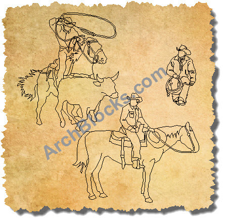 CAD Cowboys | AutoCAD Western People Symbols | Cowboy CAD Blocks