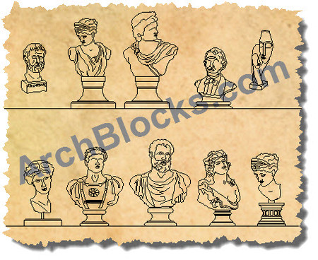 CAD Blocks Statues | AutoCAD Statue Symbols | Landscape Statue Blocks