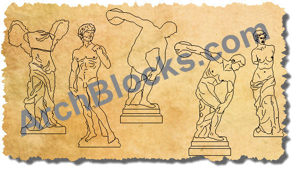 CAD Blocks Statues | AutoCAD Statue Symbols | Landscape Statue Blocks