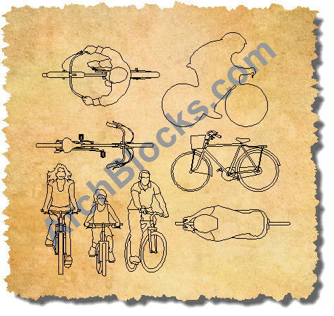AutoCAD Blocks of Bikes & People | CAD Bike Symbols | People on Bikes
