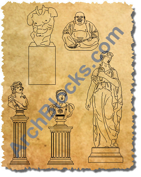 CAD Blocks Statues | AutoCAD Statue Symbols | Landscape Statue Blocks