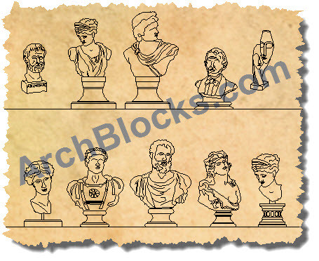 CAD Blocks Statues | AutoCAD Statue Symbols | Landscape Statue Blocks