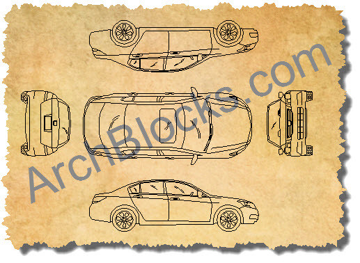 Car CAD Blocks | AutoCAD Sedan Symbols | CAD Car Drawings