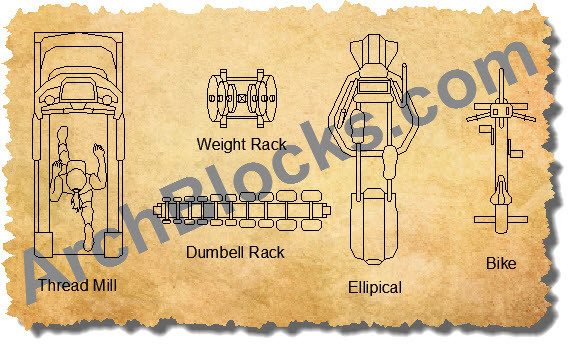 AutoCAD Exercise Equipment | Fitness Equipment CAD Symbols