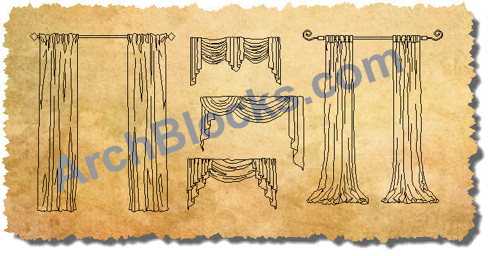AutoCAD Window Treatment Blocks | AutoCAD Curtains | Curtain CAD Block