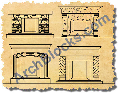 CAD Symbols Fireplaces | AutoCAD Blocks Fireplace | CAD Blocks