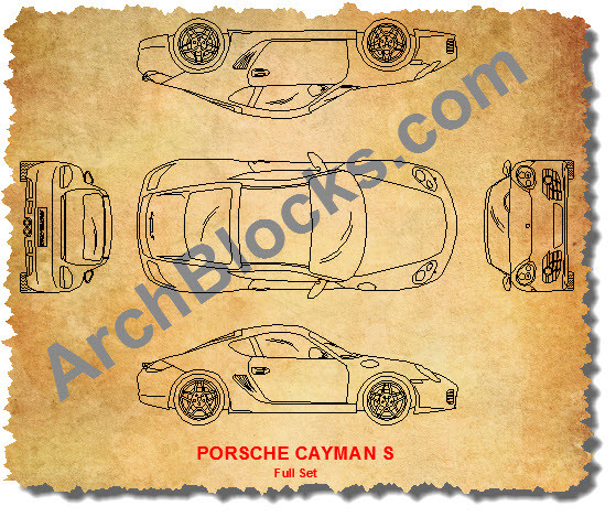 AutoCAD Sports Car Symbols | CAD Sports Car Blocks | Porsche Cayman S