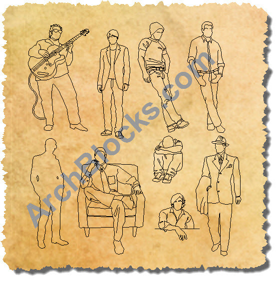 CAD Blocks Men Elevation View | AutoCAD Men Symbols | AutoCAD People