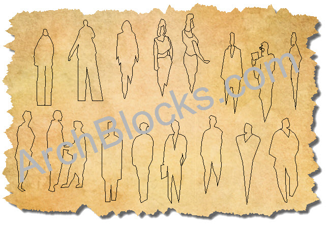 CAD People Blocks | Hand Rendered AutoCAD People Symbols